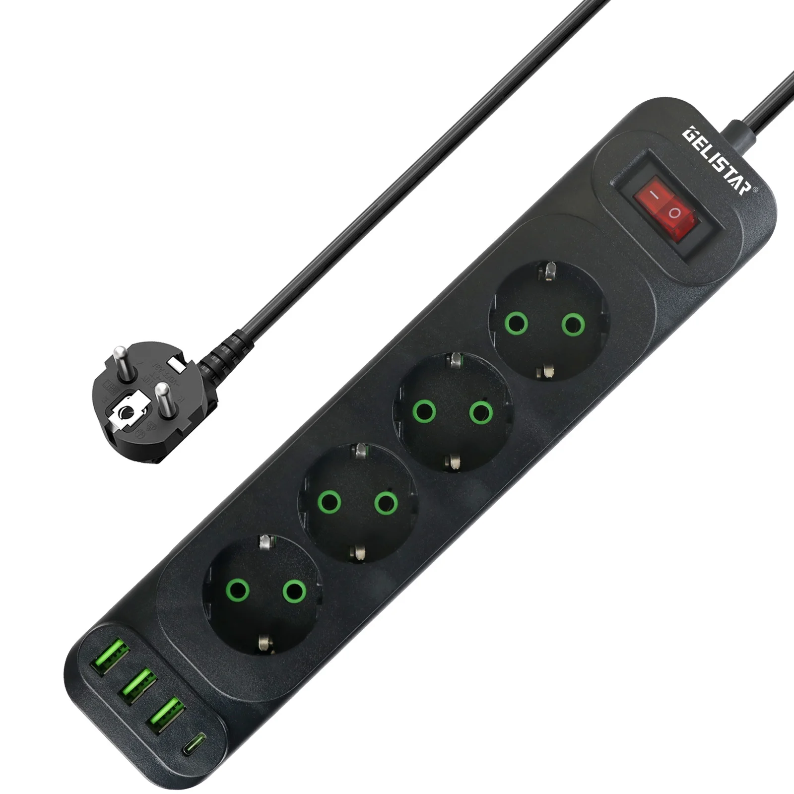 European Power Socket 4 Outlets With 3 Usb Ports And 1 Type C Port ...