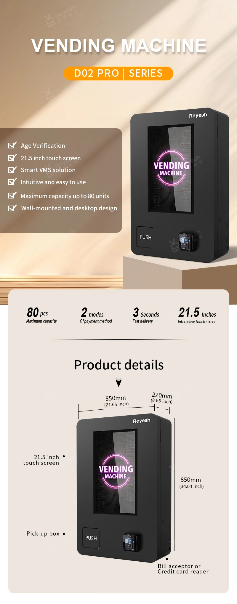 Tabletop Small Vending Machine Mini Vending Machine With LED Light and ...