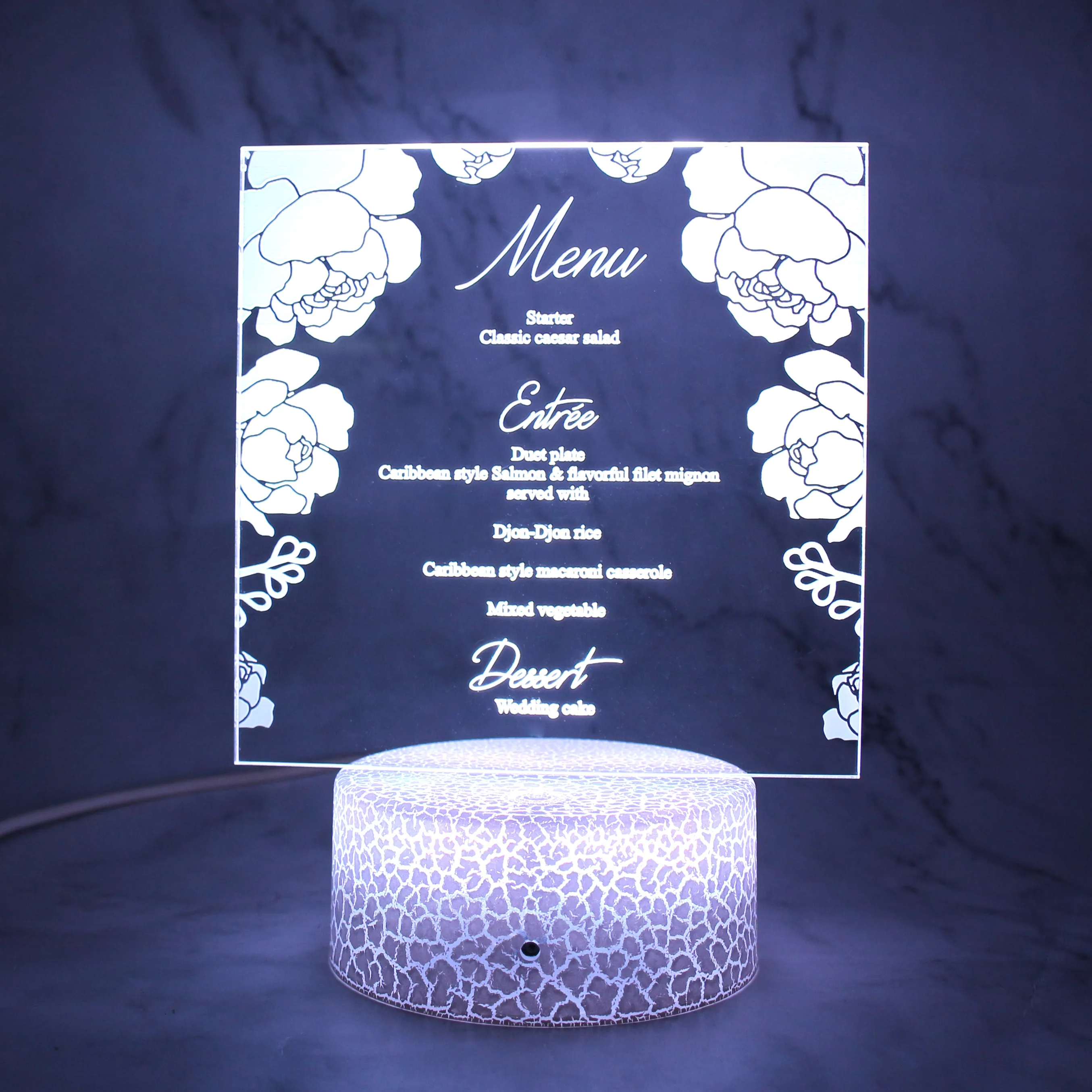 Acrylic LED Light Wedding Invitation Card - Custom Design, Rechargeable ...