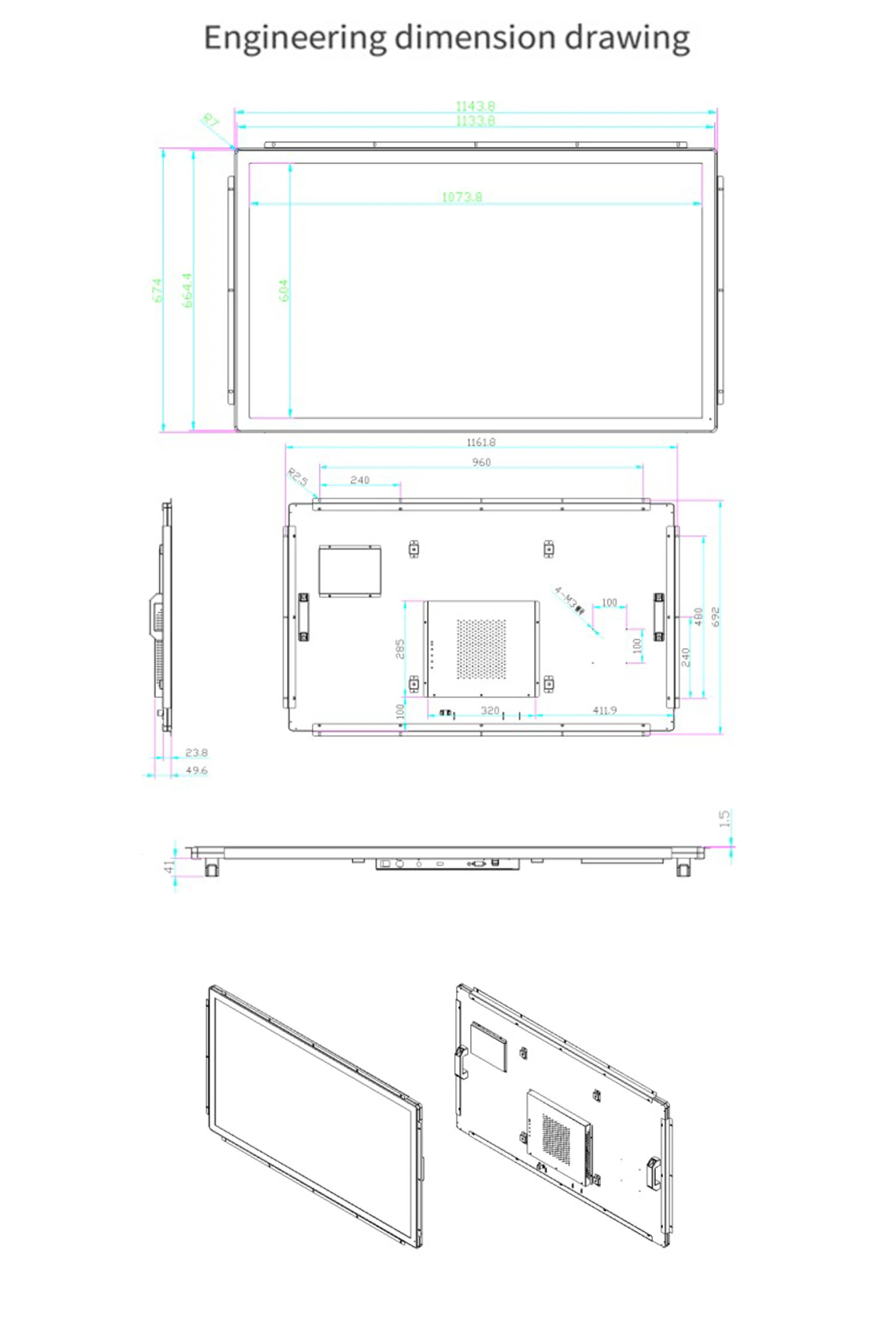 49 Inch Stable Aluminum Alloy Graphic Display Videos Supplier Desktop Tv Tft Lcd Monitor Touch ...