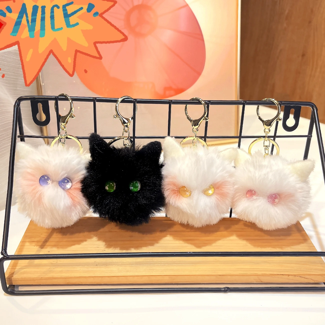 Wholesale Plush Keychain Cute Kitten Head Design Cartoon Animal ...