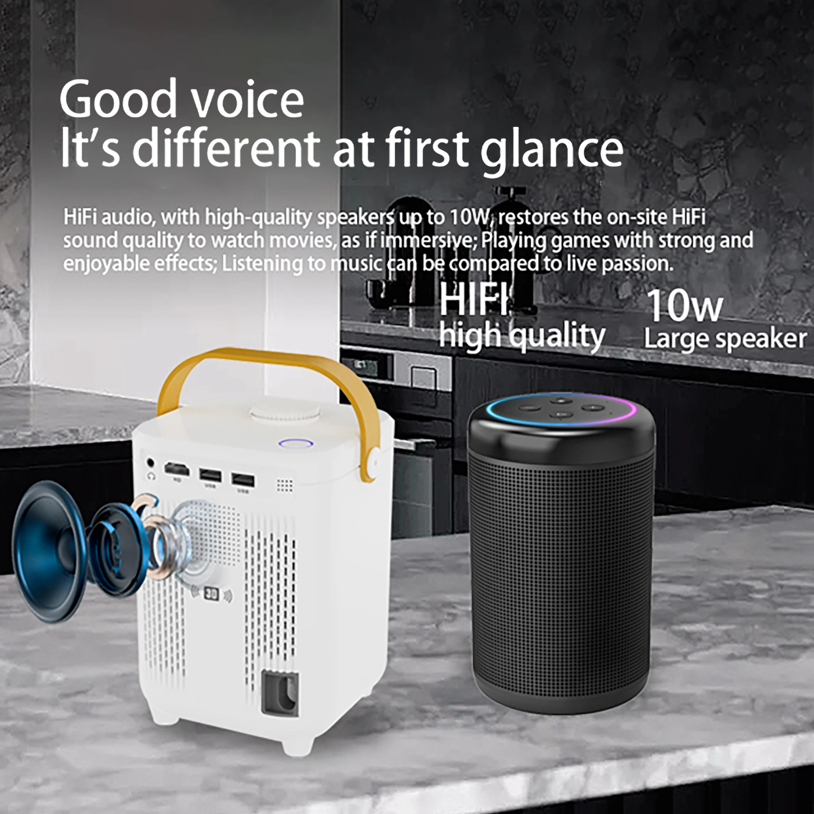 4k 1080p Supported Full Hd Projector 150 Ansi Lumens Portable Lcd Home ...