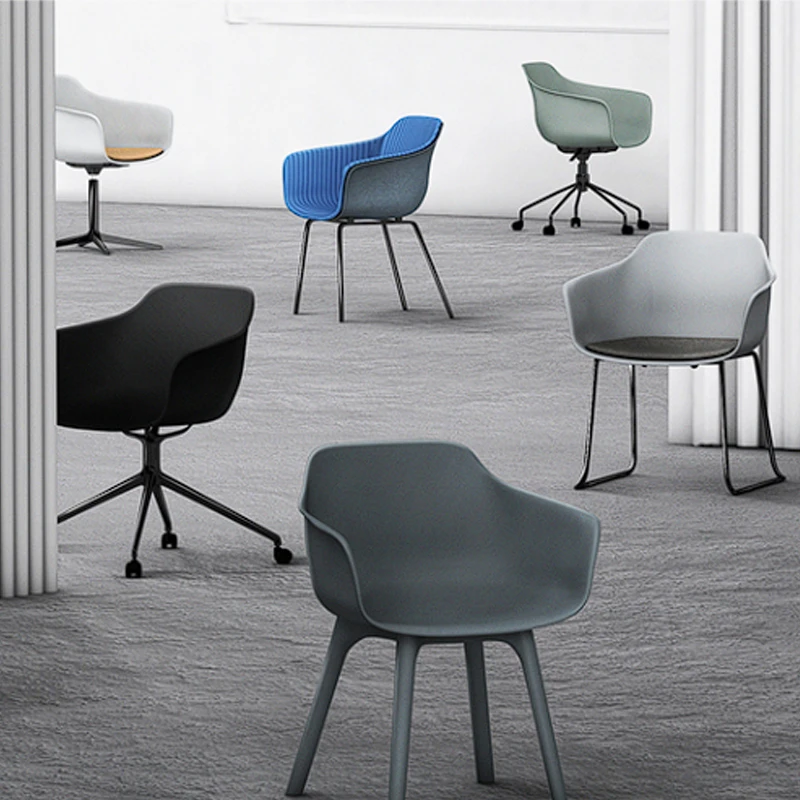 Unique Armless Office Chair Moduled PP Shell Metal Solid Oak Frame ...