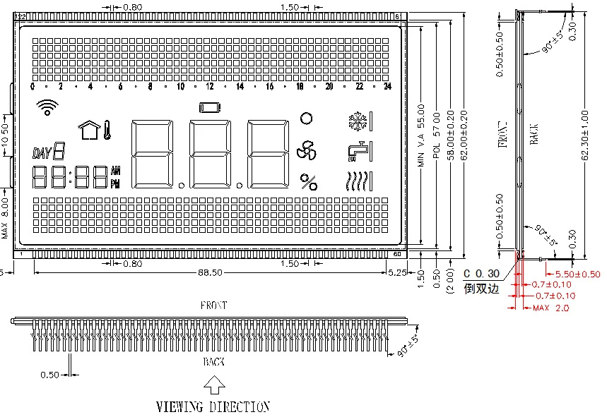 Custom 3inch 5inch Monochrome Segment Graphic Lcd Display Screen With ...
