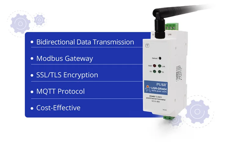 USR-DR404 Din Rail Converter RS485 to WiFi with MQTT Modbus Gateway RTU ...