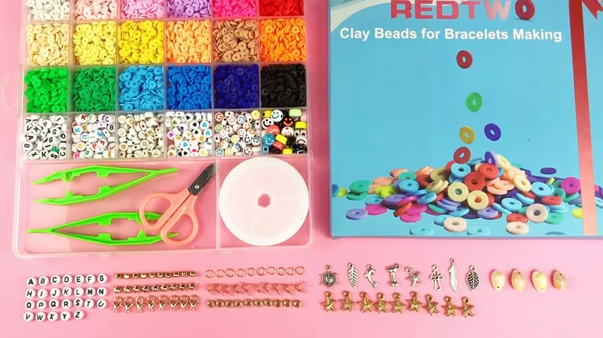 5100 Clay Beads Bracelet Making Kit Friendship Bracelet Beads Flat ...