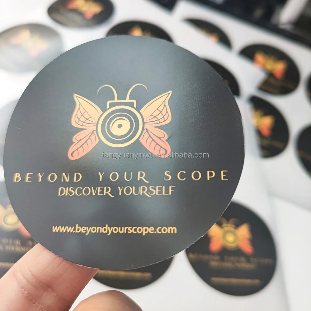 Custom Logo Round Adhesive Label Printing Promotional Decals Personalized Circle Thank You ...