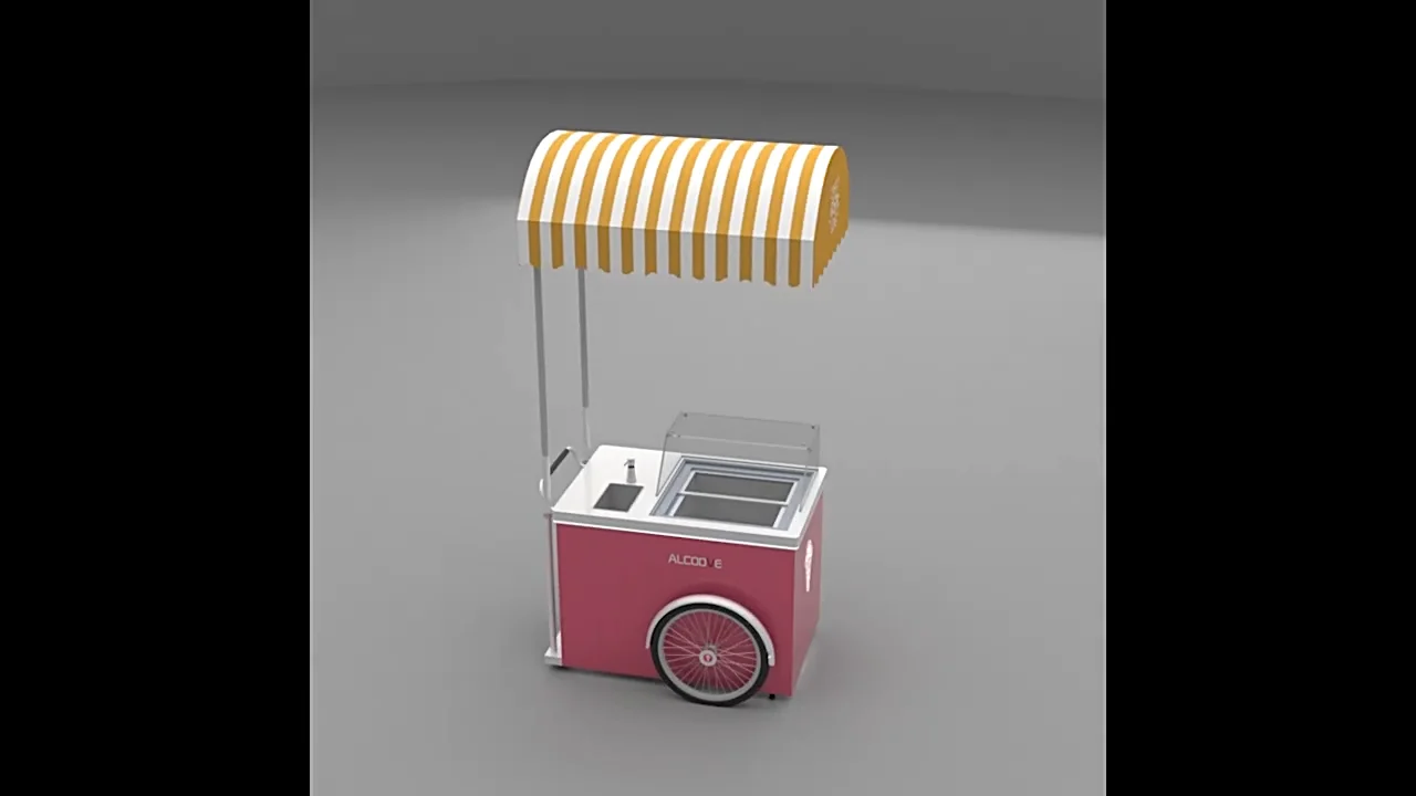 Small Portable Mobile 4 Pans Gelato Freezer Cart,Ice Cream Display Cart ...