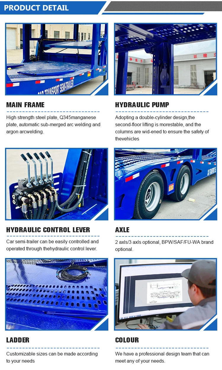 Car Hauler Truck And Trailer 2 Axle 3 Axle Car Carrier Trailer For ...