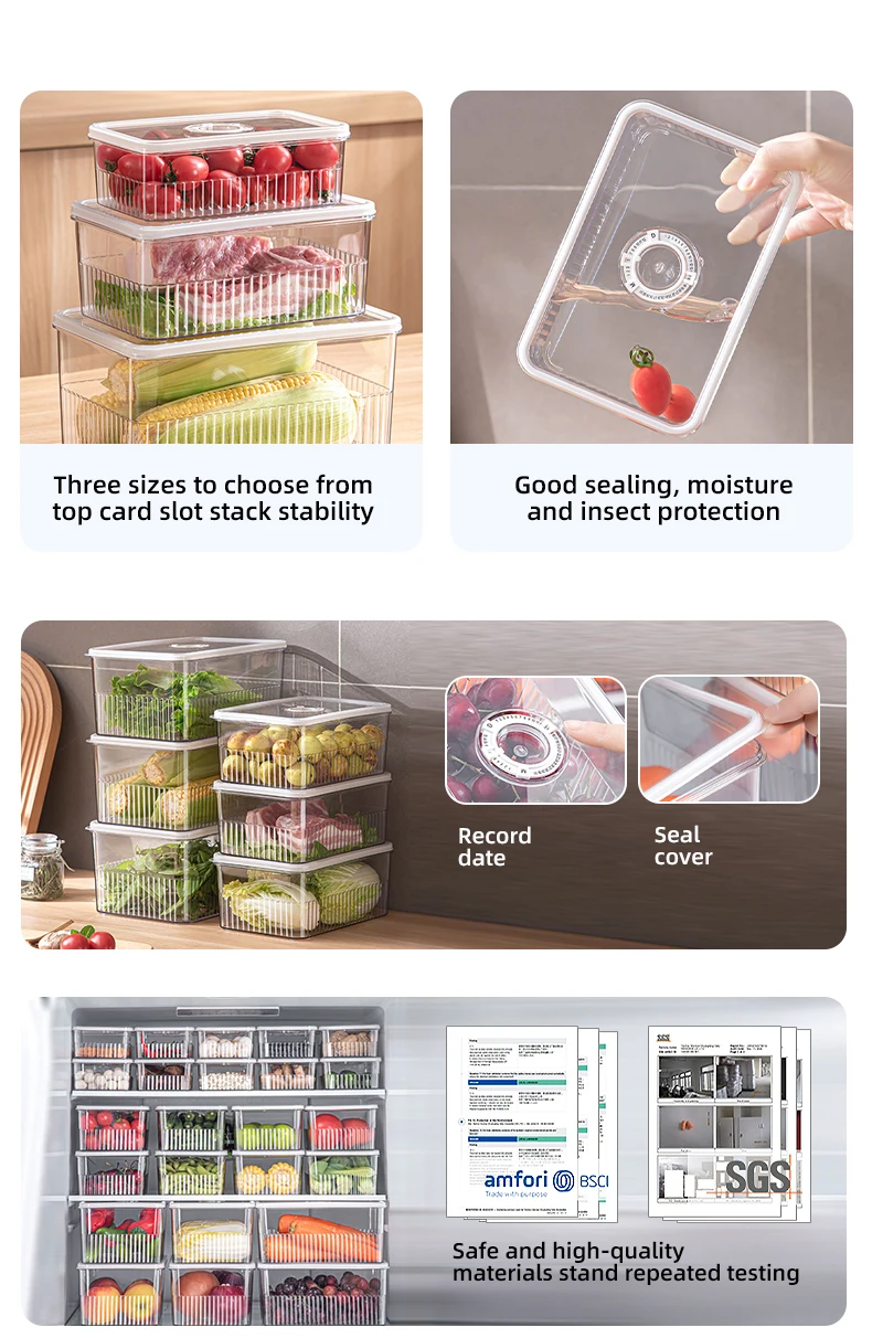 Wannuo Fruit&Vegetable Storage Box Meat Crisper Plastic Storage Box ...