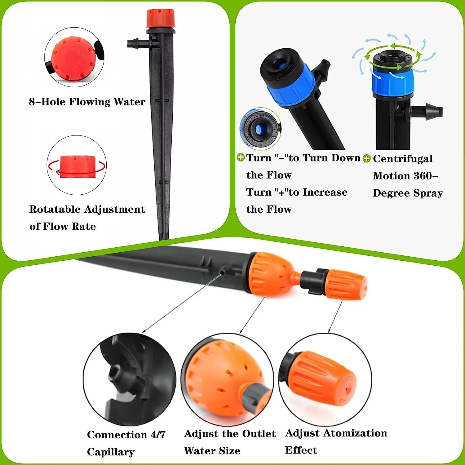 226ft Watering Drip Irrigation System Kit With 1/2 Inch Main Hose And 1 ...