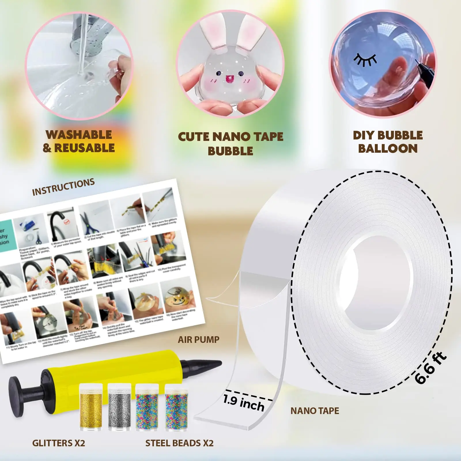 Funny Nano Tape Bubbles Kit Sets Kids Educational Handmade Diy Making ...