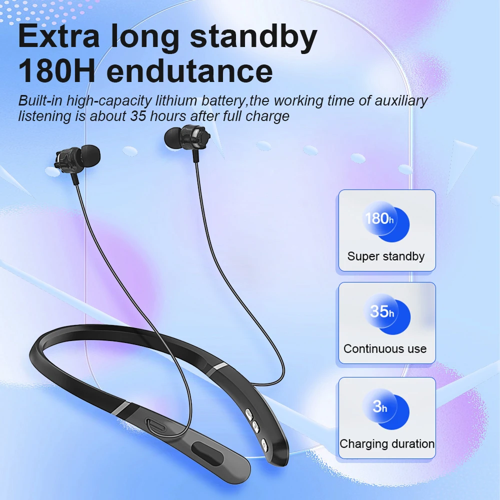 Neckband Rechargeable Digital Hearing Aids Adjustable Tone Sound ...
