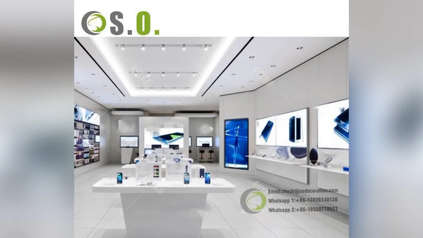 Mobile Phone Shop Display Cabinet Wall Mounted Display Mobile ...