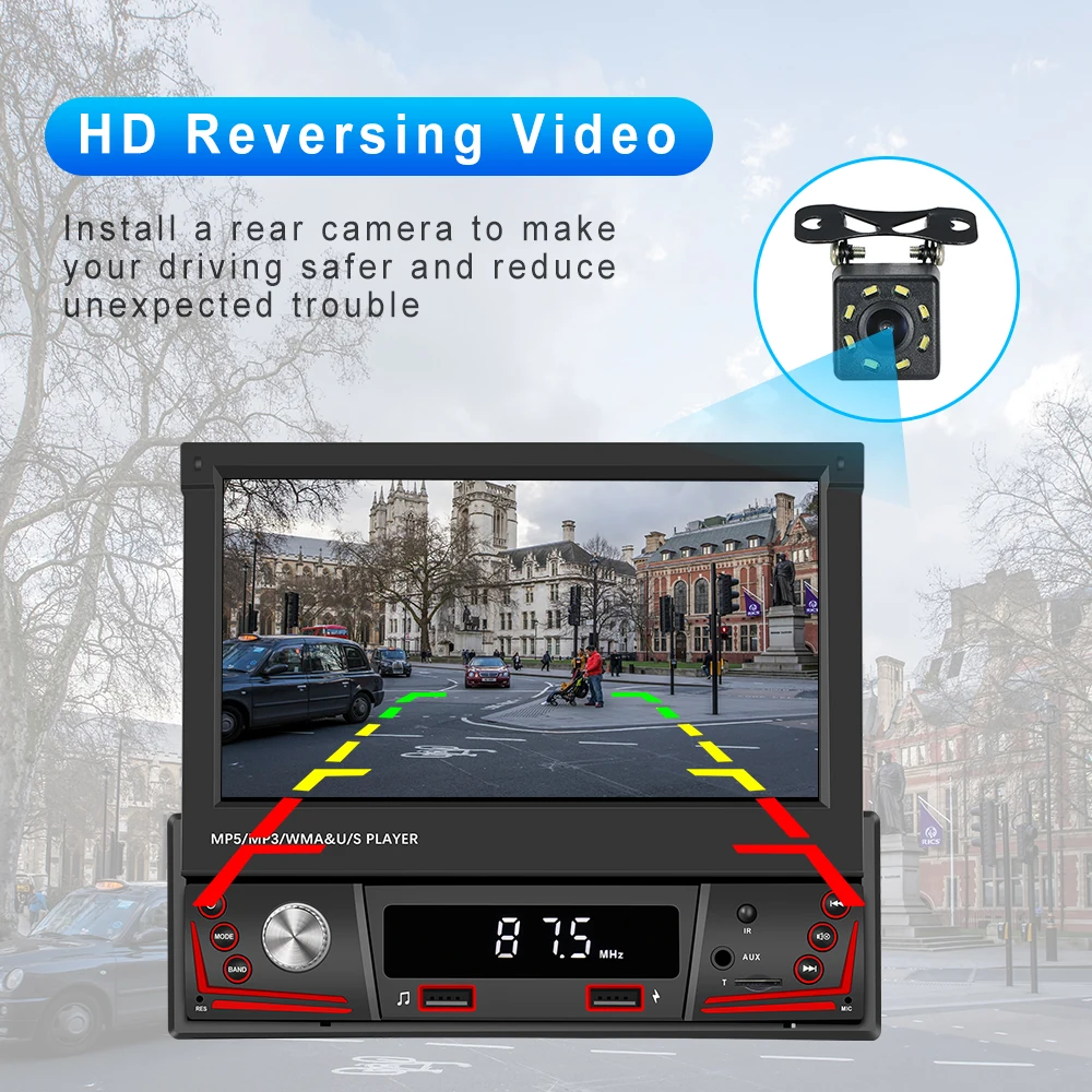 Podofo 1 Din 7" Radio Stereo Car MP5 Player with Touch Screen