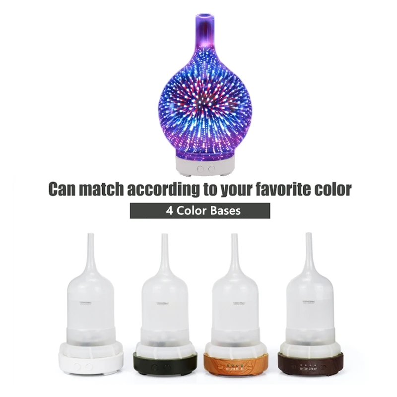 120ml 3D Glass Aroma Defuser Diffusor 3 in 1 Cool Mist Electric Glass ...