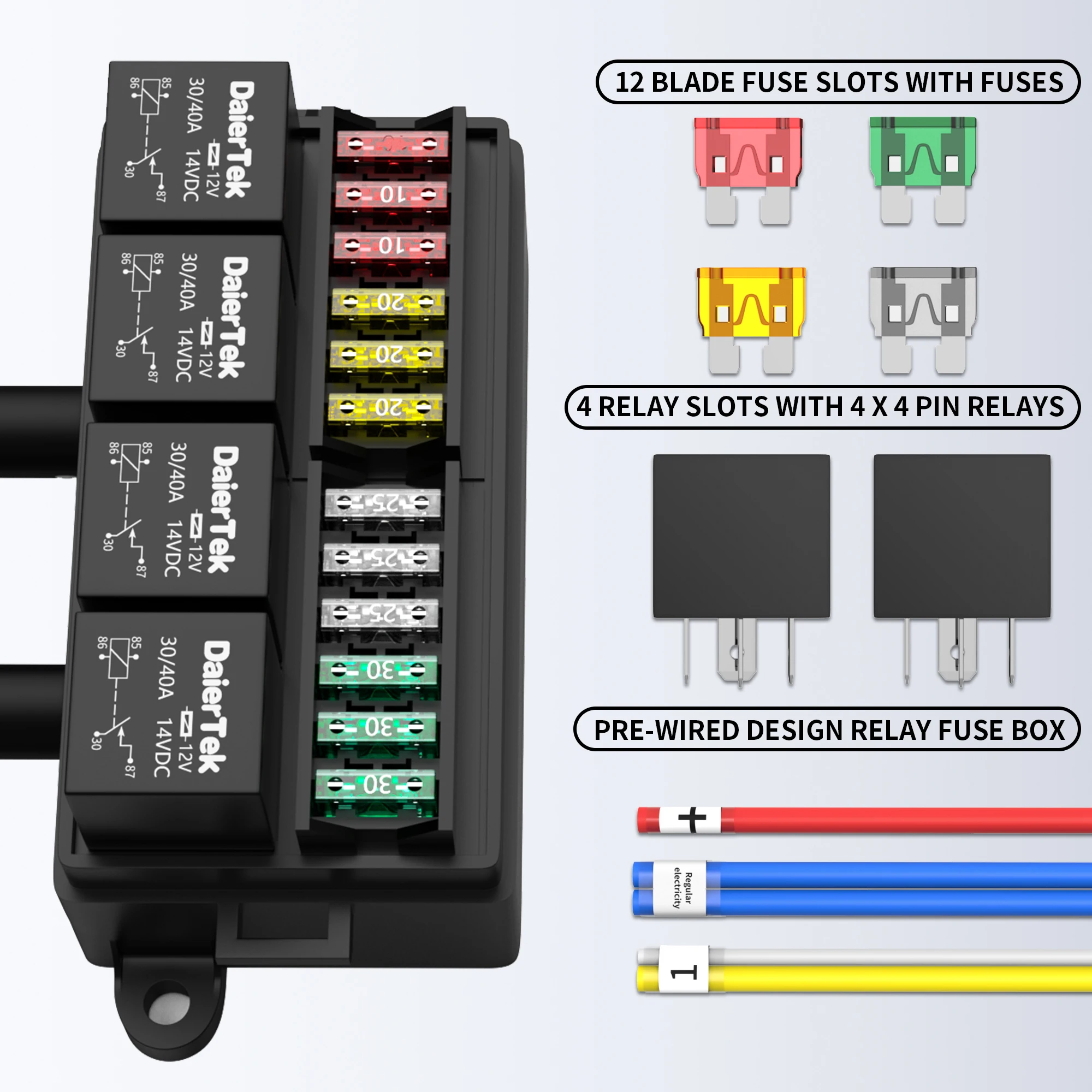 Universal 12 Way Relay Box - Pre-Wired ATC/ATO Fuse Box