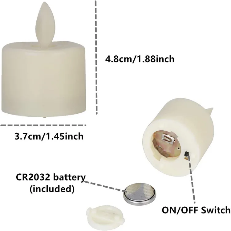 CR2032 Battery Operated Flameless LED Tea Light Candle Flickering ...