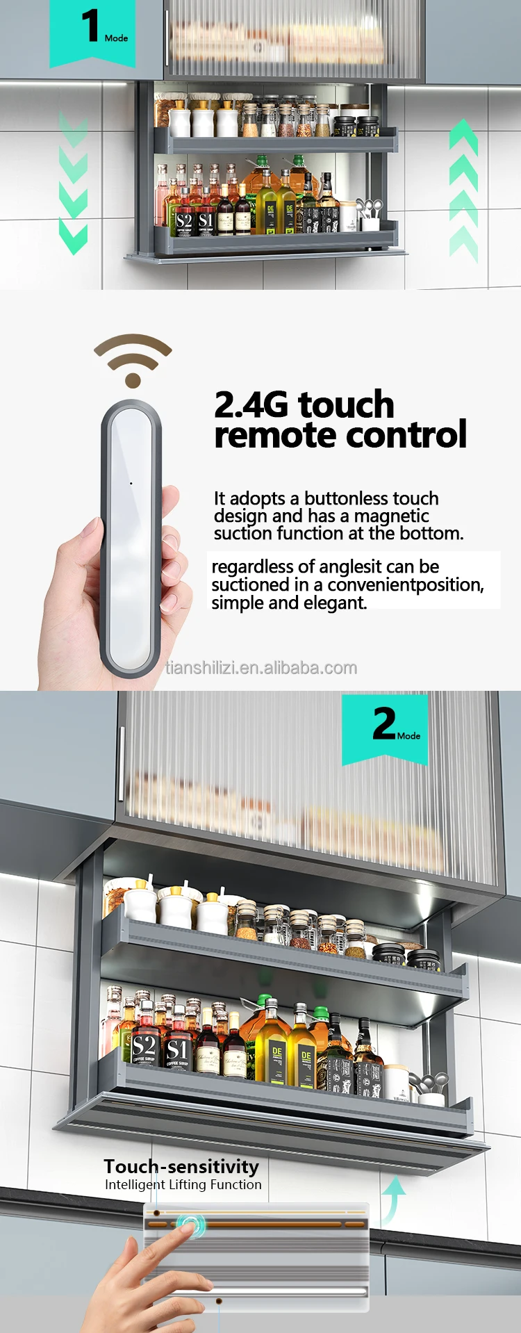 Customized Smart Lift Kitchen Cabinet Design - Modern Multifunctional ...