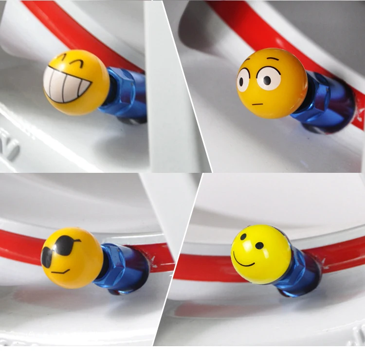 Smile Happy Face Expression Ball Shape Eyeballs Tire Valve Stems Caps ...