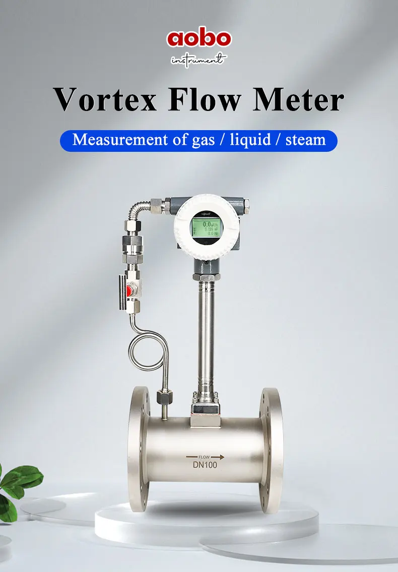 Stainless Steel Vortex Air Flow Meter Steam And Gas Flow Measuring For Water And Liquid Mediums ...