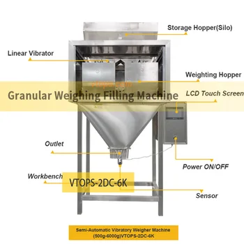 500g To 6000g Semi-automatic Vibratory Weigh Filler Machine With 25 ...