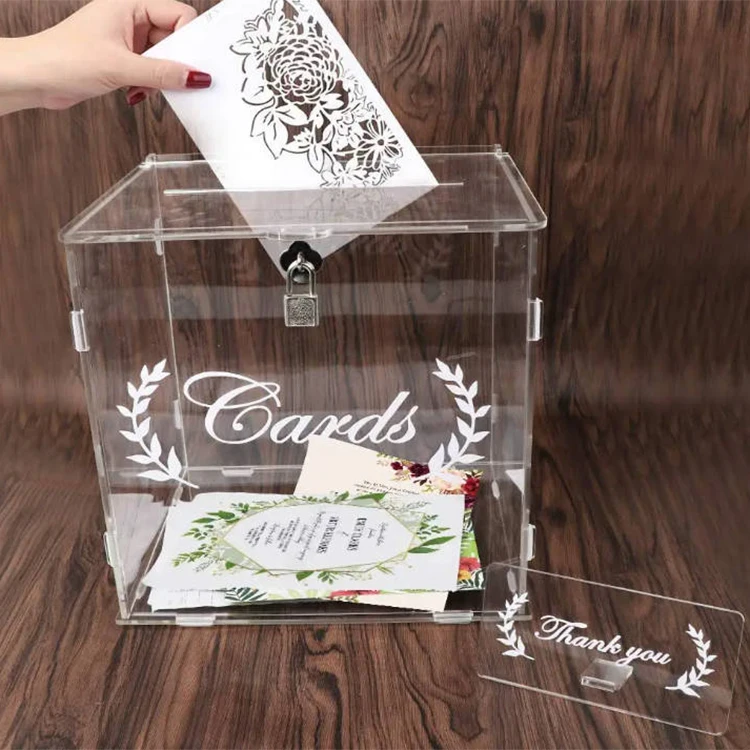 Acrylic Wedding Invitation Card Box with Lock - Customized Shape