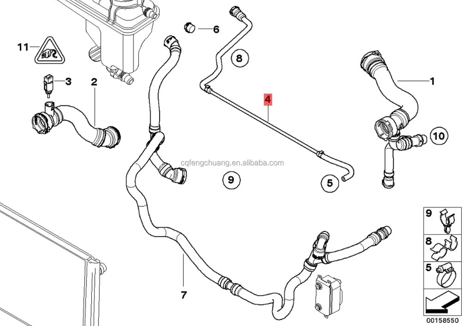 High Performance Expansion tank Coolant Pipe 17127508012 for BMW E65 ...