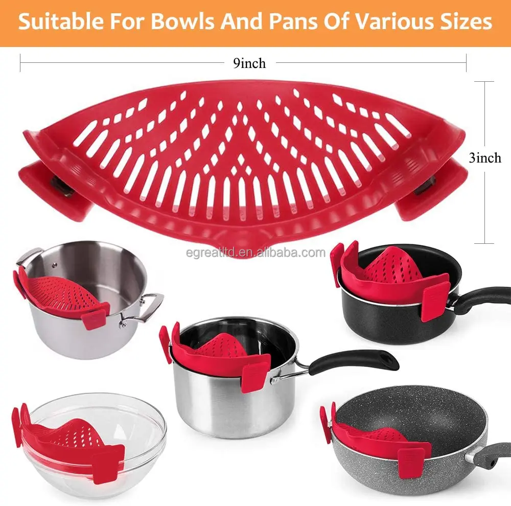 Silicone Kitchen Strain Pot Pasta Strainer - Eco-friendly