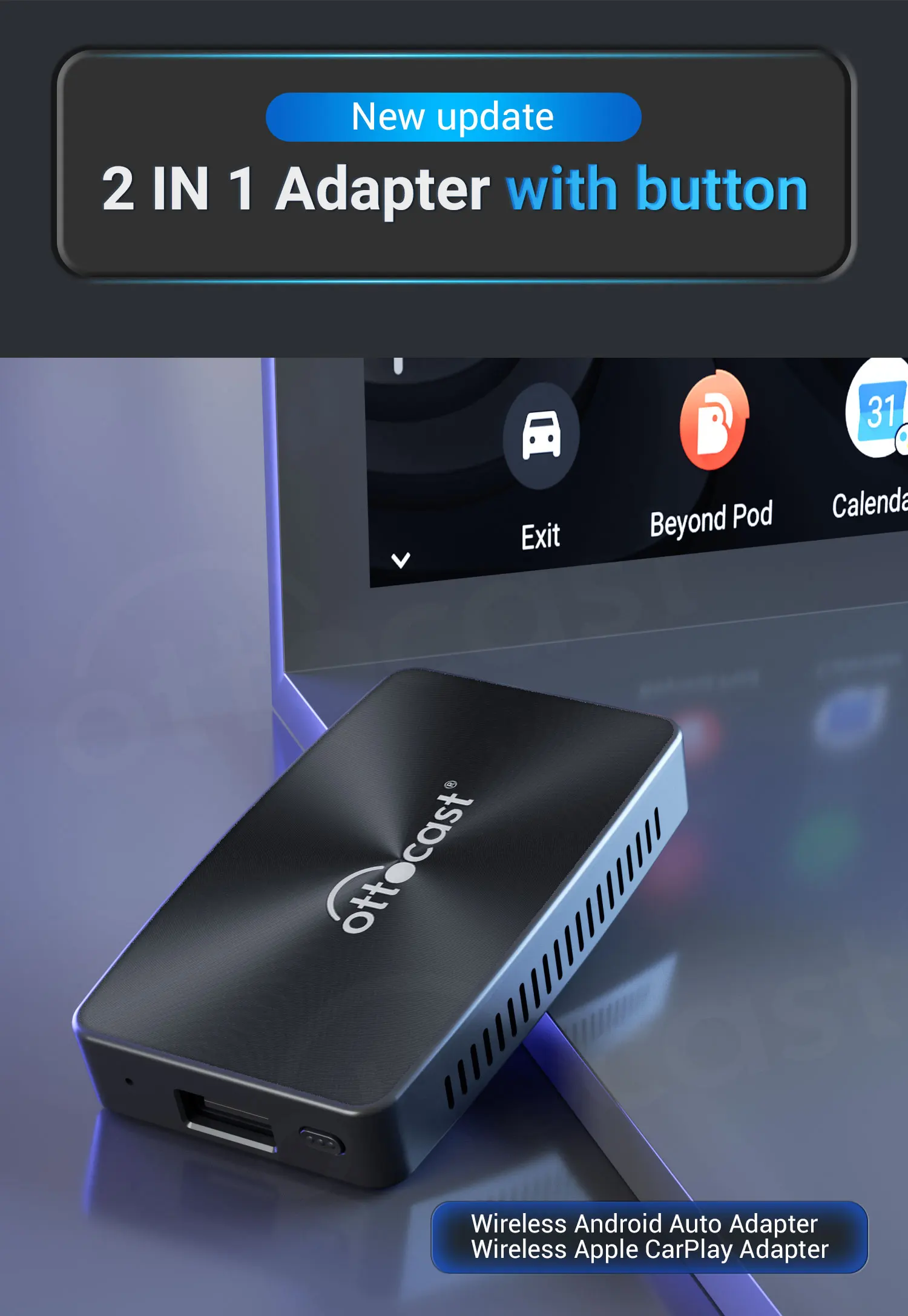 Ottocast Car Multimedia Box Smart Android Box Wireless Carplay Ai Box Android Auto Wireless ...