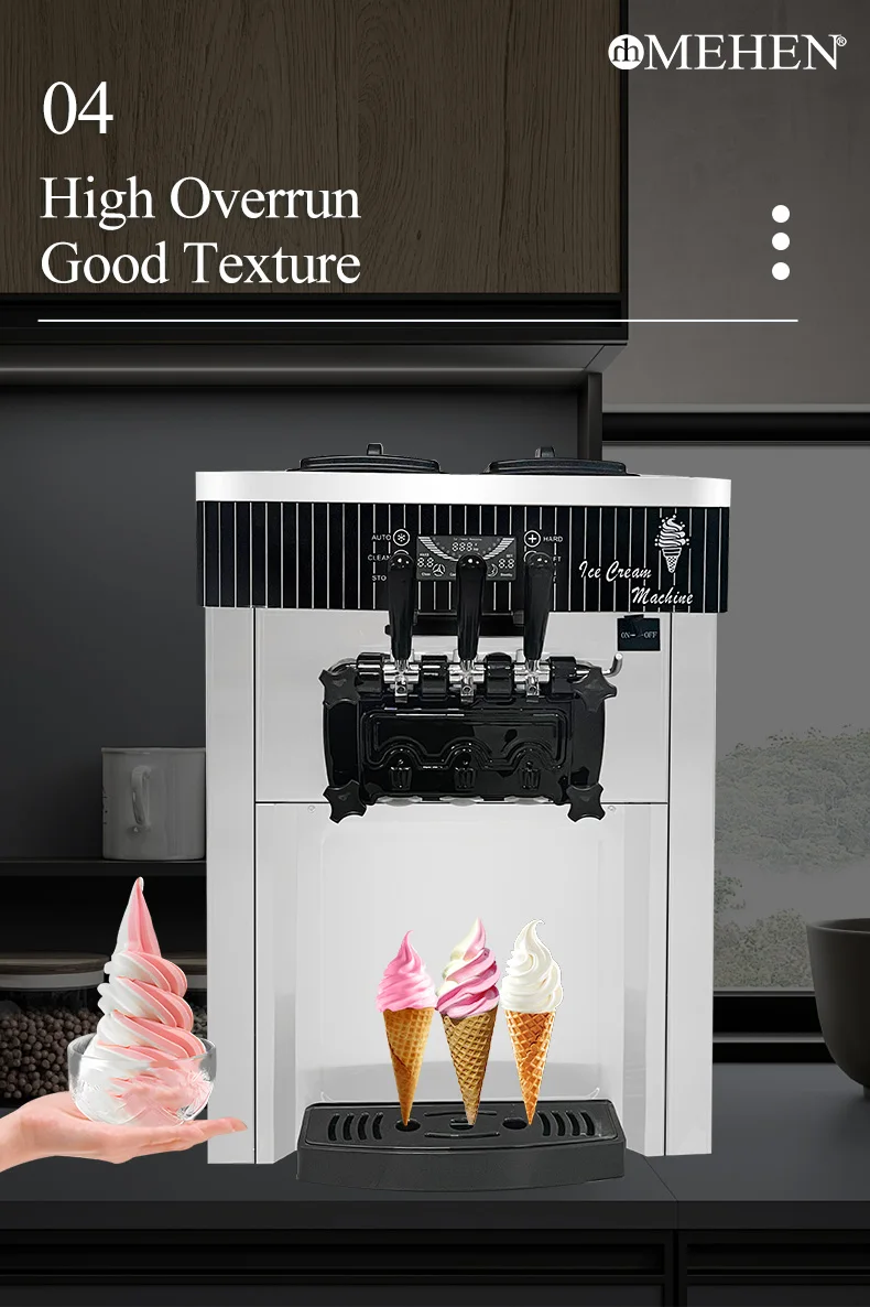 Mehen Table Automatic 3 Flavors Ice Cream Cone Machine Soft Serve Ice ...