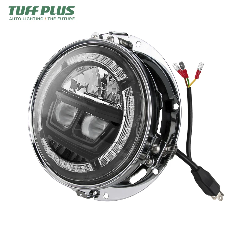 7 Inch Led Headlight Custom Logo Tuff Plus Round Black Led Headlights ...