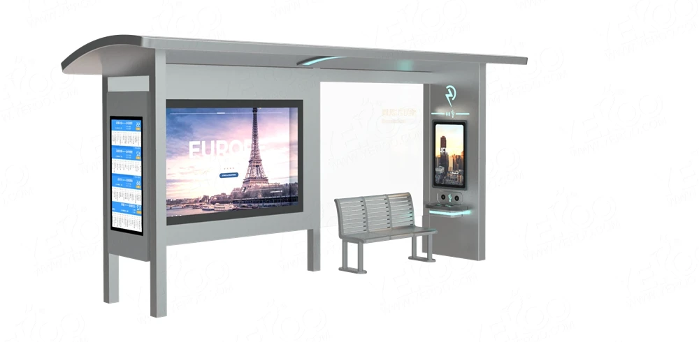 Modern Smart Bus Waiting Station With Mobile Phones Wireless Charging ...