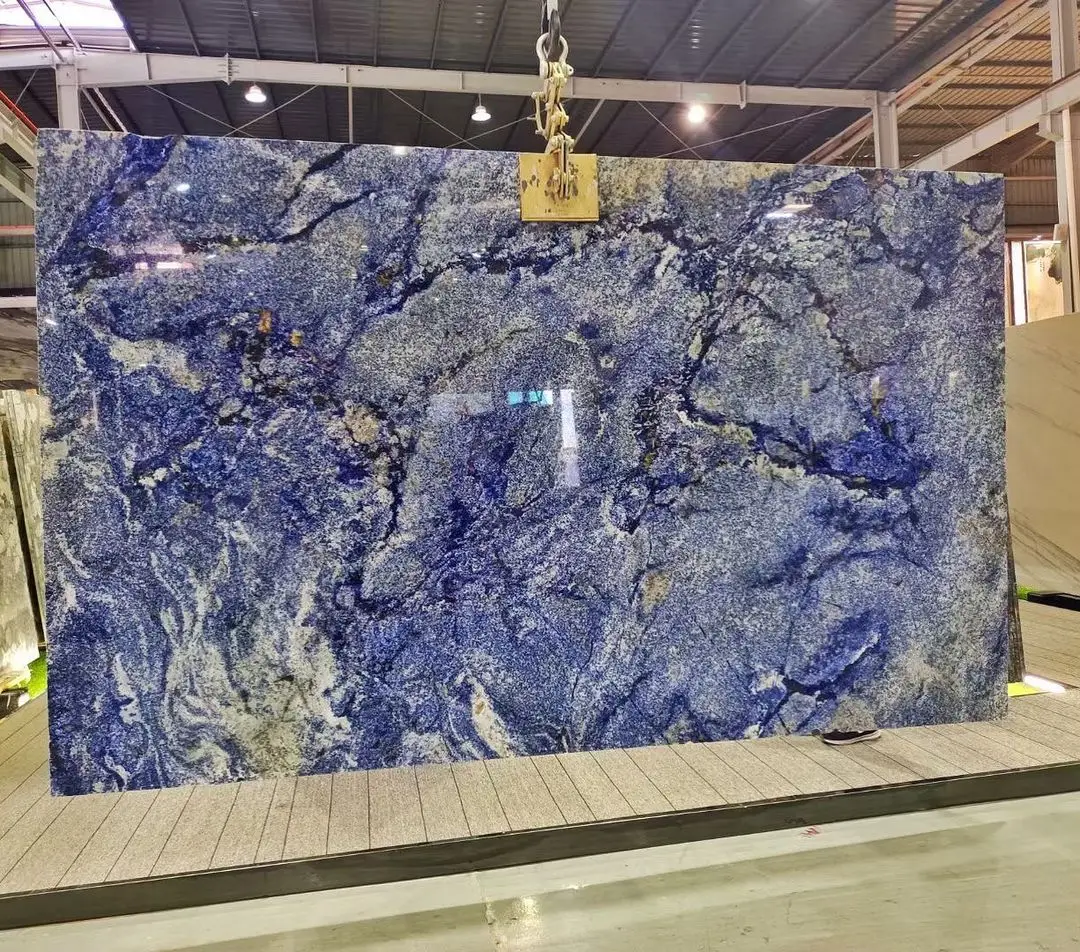 Luxury Brazilian Blue Slab Granite Natural Stone Blue Azul Bahia ...