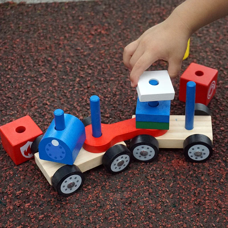 Wooden Stacking Building Blocks Educational Building Puzzle Baby Boys ...