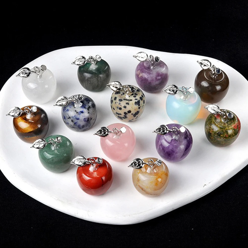20mm Assorted Natural Stone Apple Charm Pendant - DIY Jewelry