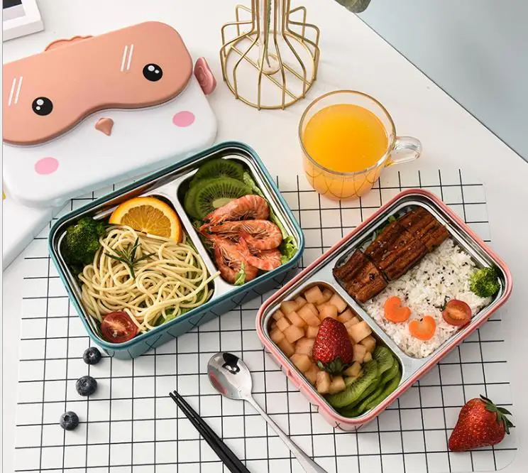 Cute Lunch Box Japanese Style Stainless Steel Bento Sandwich Bent Food ...