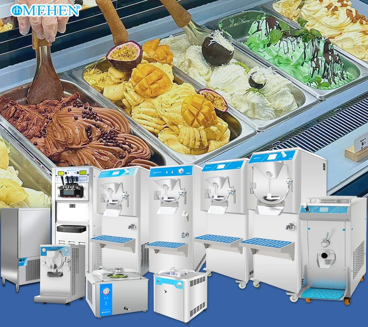 MEHEN MC16 Gelato Display case Dipping Refrigerated Cabinet Ice Cream ...