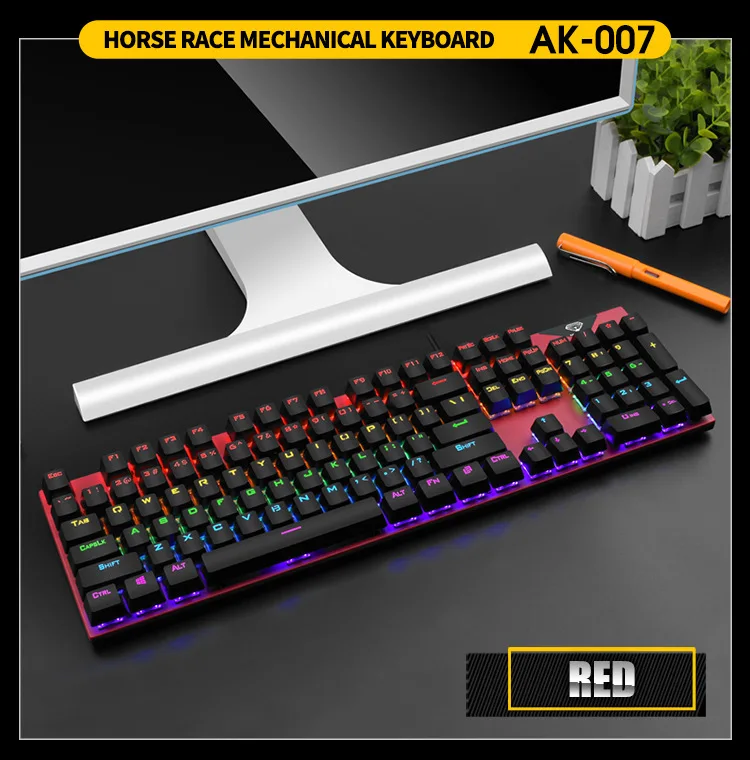 DIVPARD AK-007 Wired Mechanical Keyboard RBG 104 Keys Red Green Axis E-Sports Wired Mechanical ...