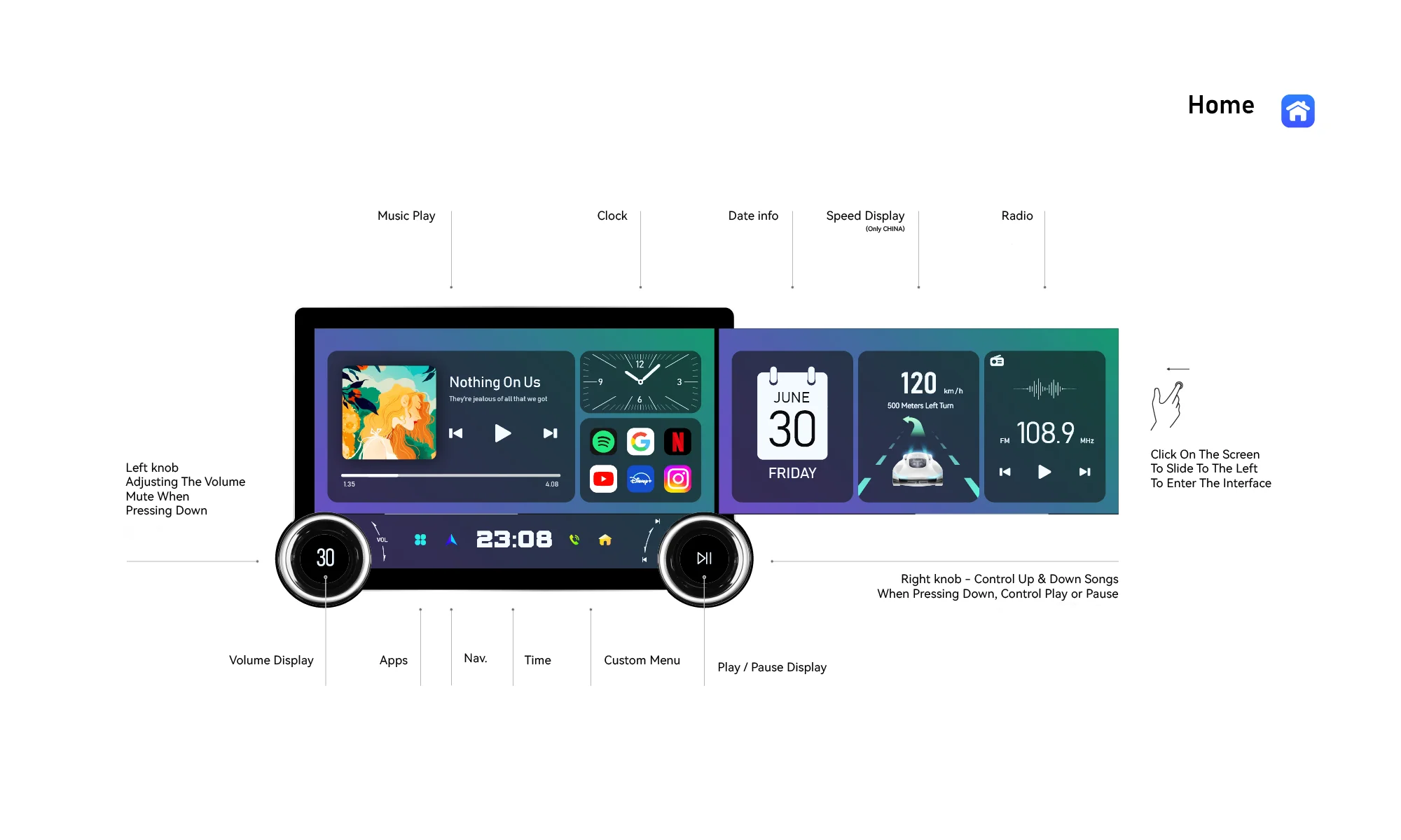 For Toyota Hilux 11.8 Inch Touch Screen With Knob Car Stereo Multimedia ...