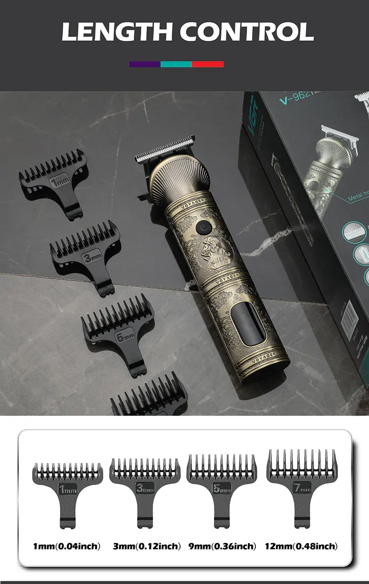 VGR Gold Stainless Steel Cordless Beard Trimmer for Men