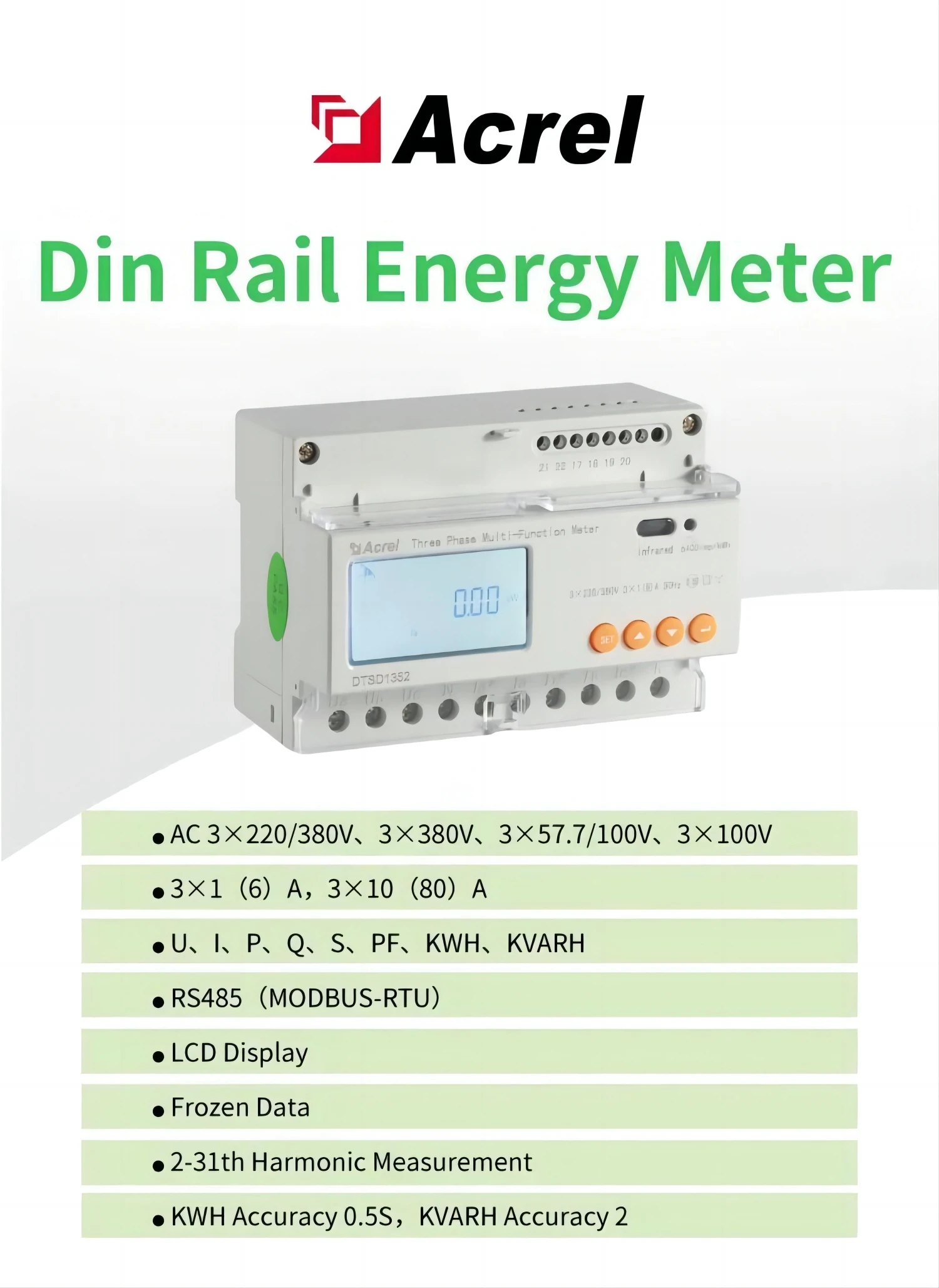 3 Phase Smart Power Meter DTSD1352 Zero Export Device for Solis Solar ...
