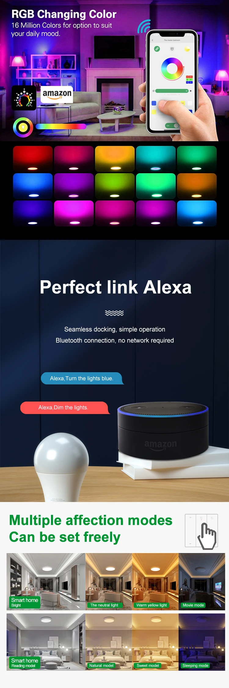 Smart Bulbs Vmax 8W LED RGB Lamp with Motion Sensor & App Control ...