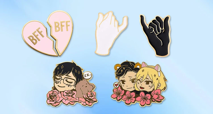 Best Friends Cheese Pizza Brooches Eight Pieces Per Set Together Enamel Lapel Pin Badge Brooch ...