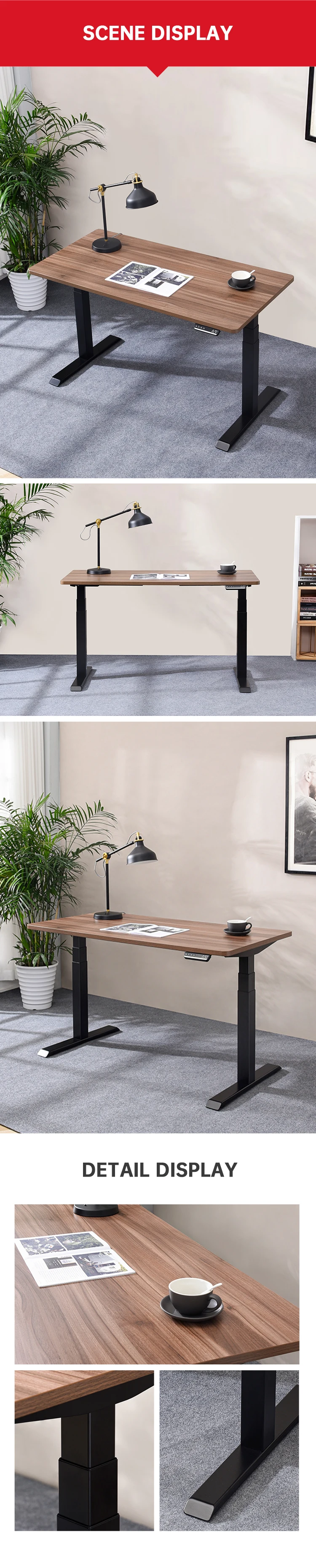 Factory Directly Sale OEM Dual Motor Three Stage Office Standing Desk ...