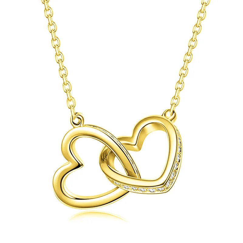 Vana 18K Gold Plated Rose Color Double Heart Necklace