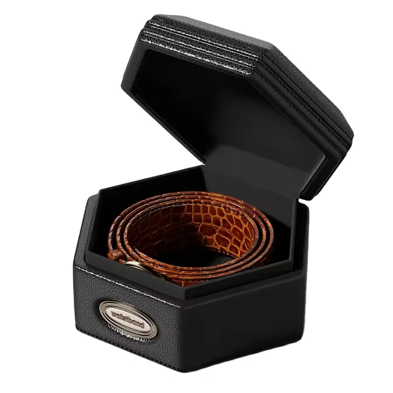Hexagon Leather Alligator Belt Gift Box Custom Luxury Packaging Man ...