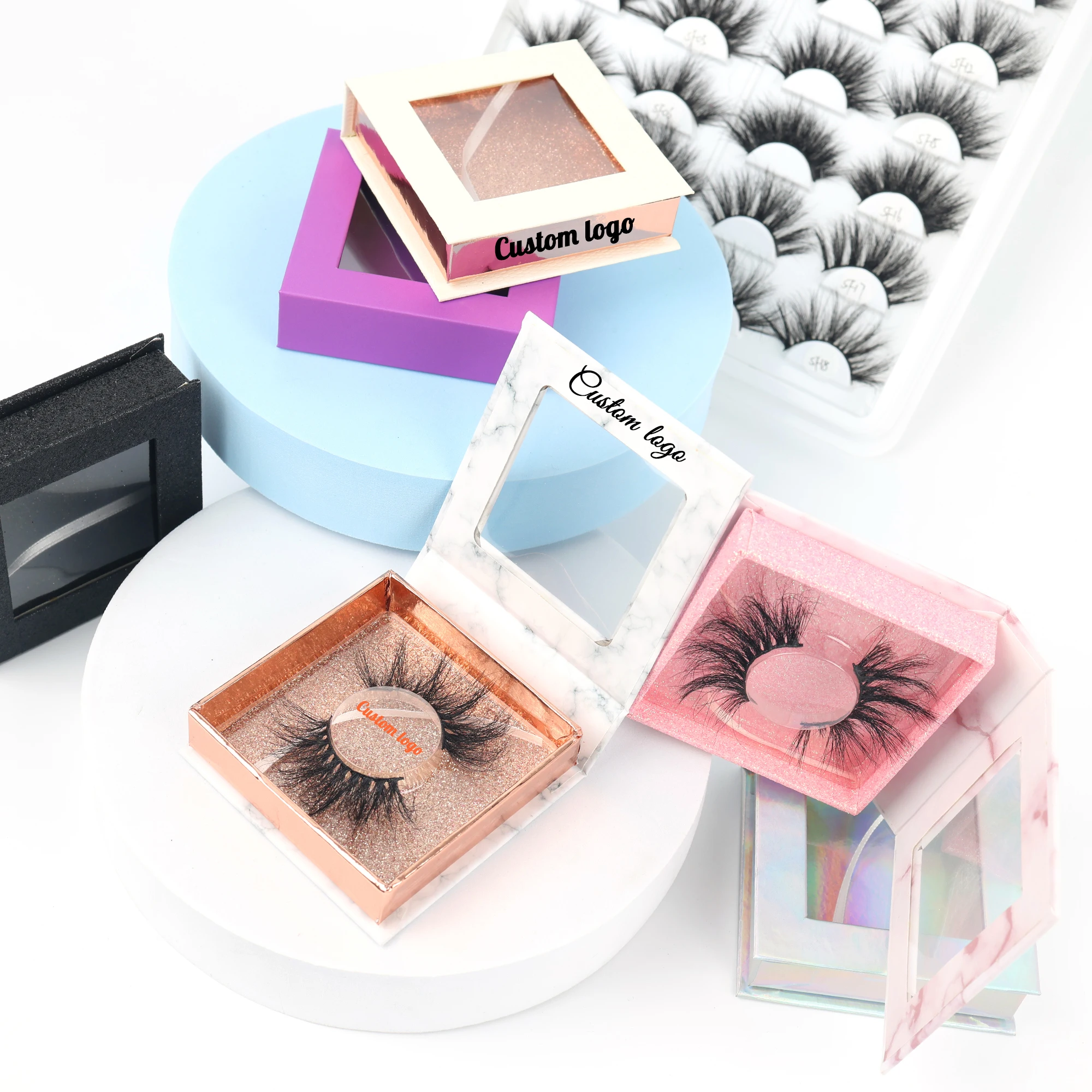 Wholesale Dramatic 25mm Mink Eyelash False Eyelashes With Custom Logo ...