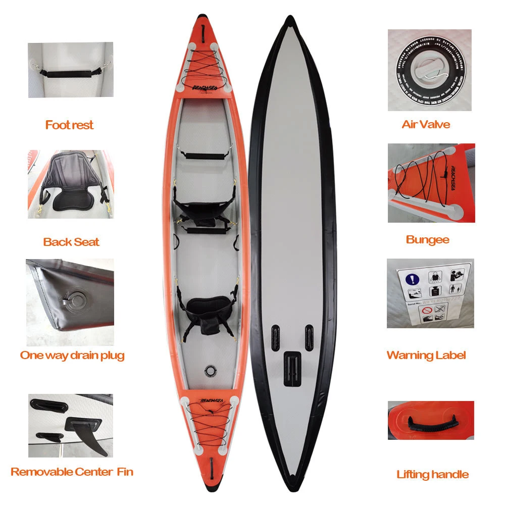 Reachsea 2 Person Tandem Inflatable Fishing Kayak Includes Aluminum ...
