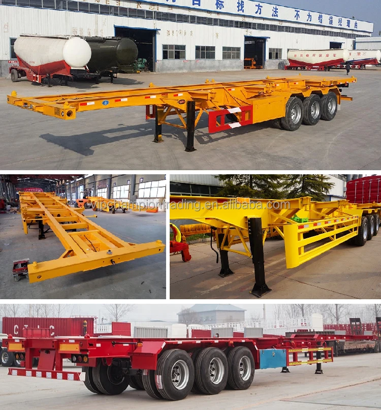 3 Axle 40ft 20ft Skeleton Semi Trailer Container Chassis